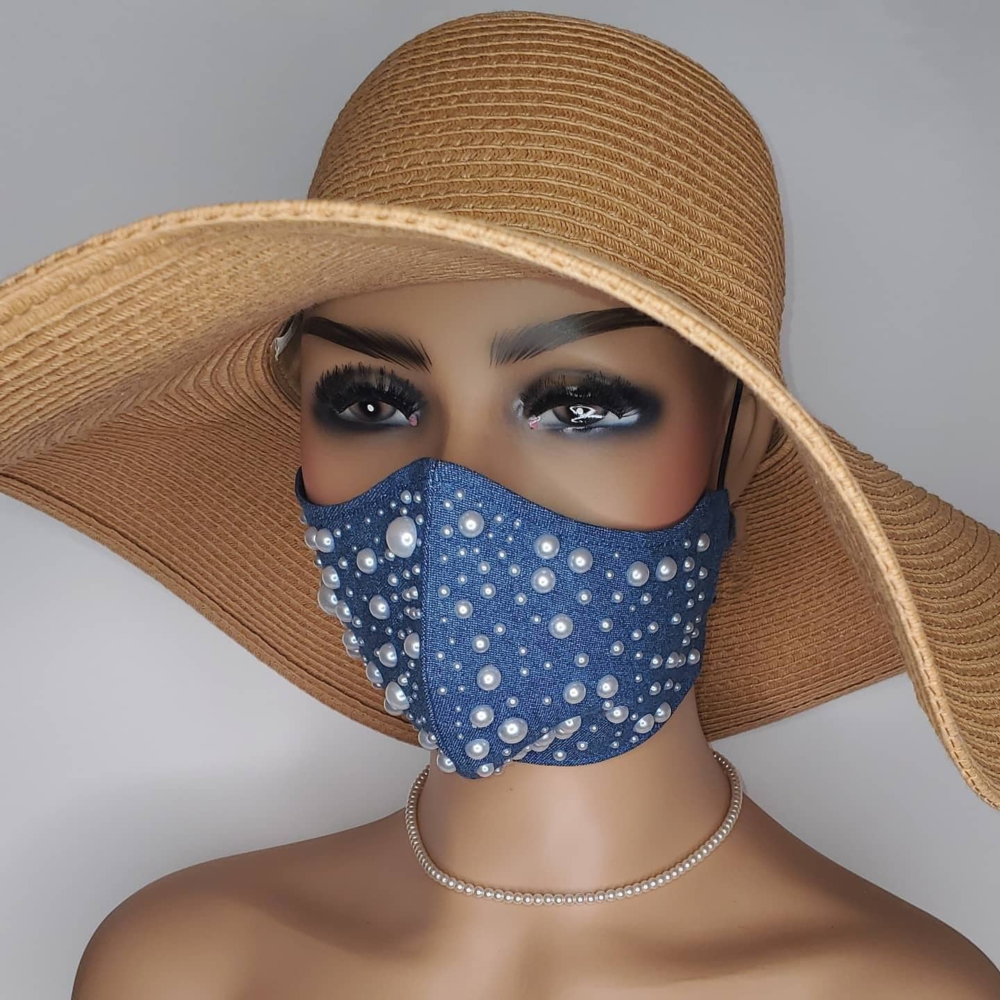 CUSTOM Denim Blue Jean Pearl Face Mask With Filter Pocket 3D and ...