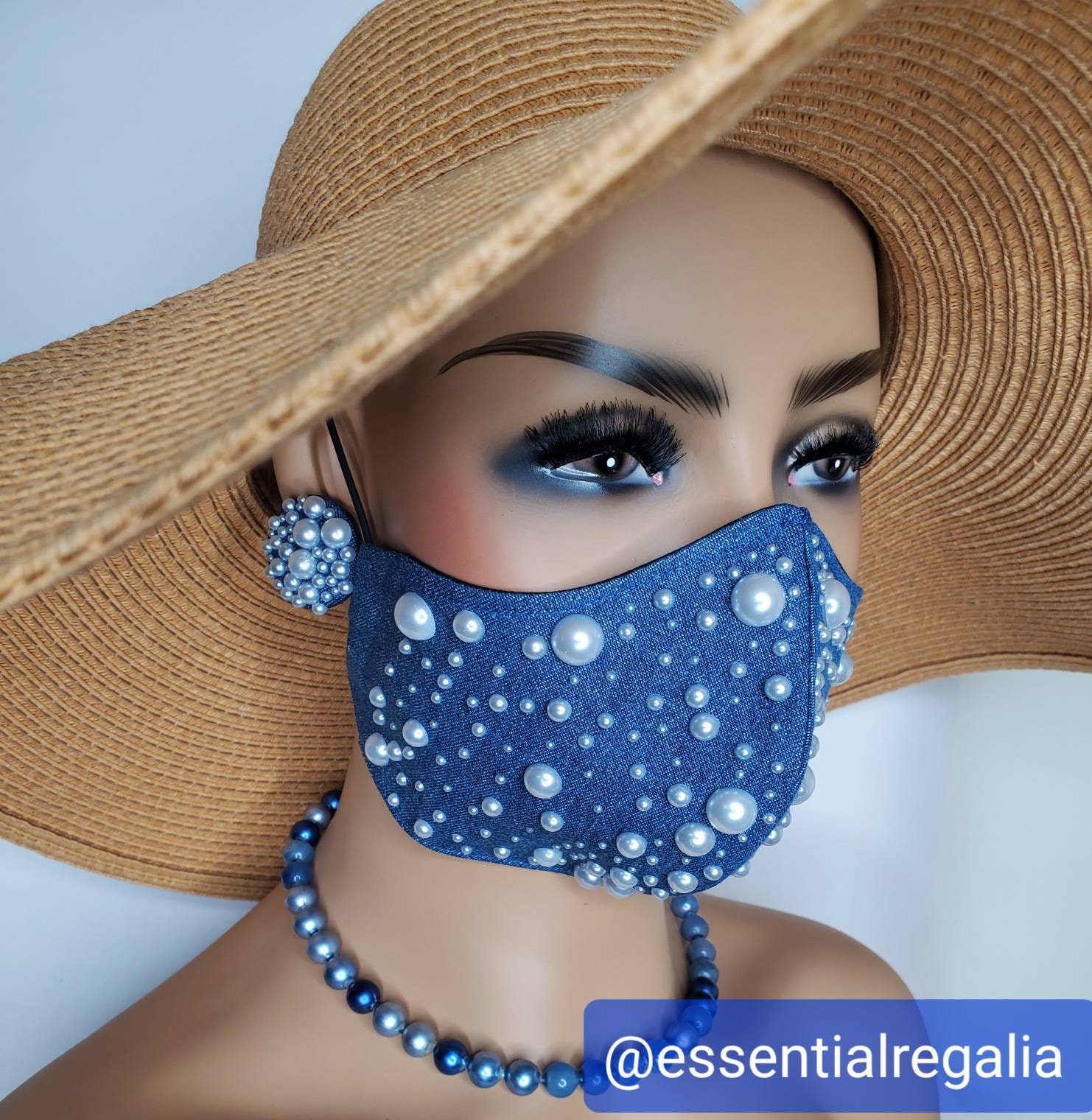 CUSTOM Denim Blue Jean Pearl Face Mask With Filter Pocket 3D and ...