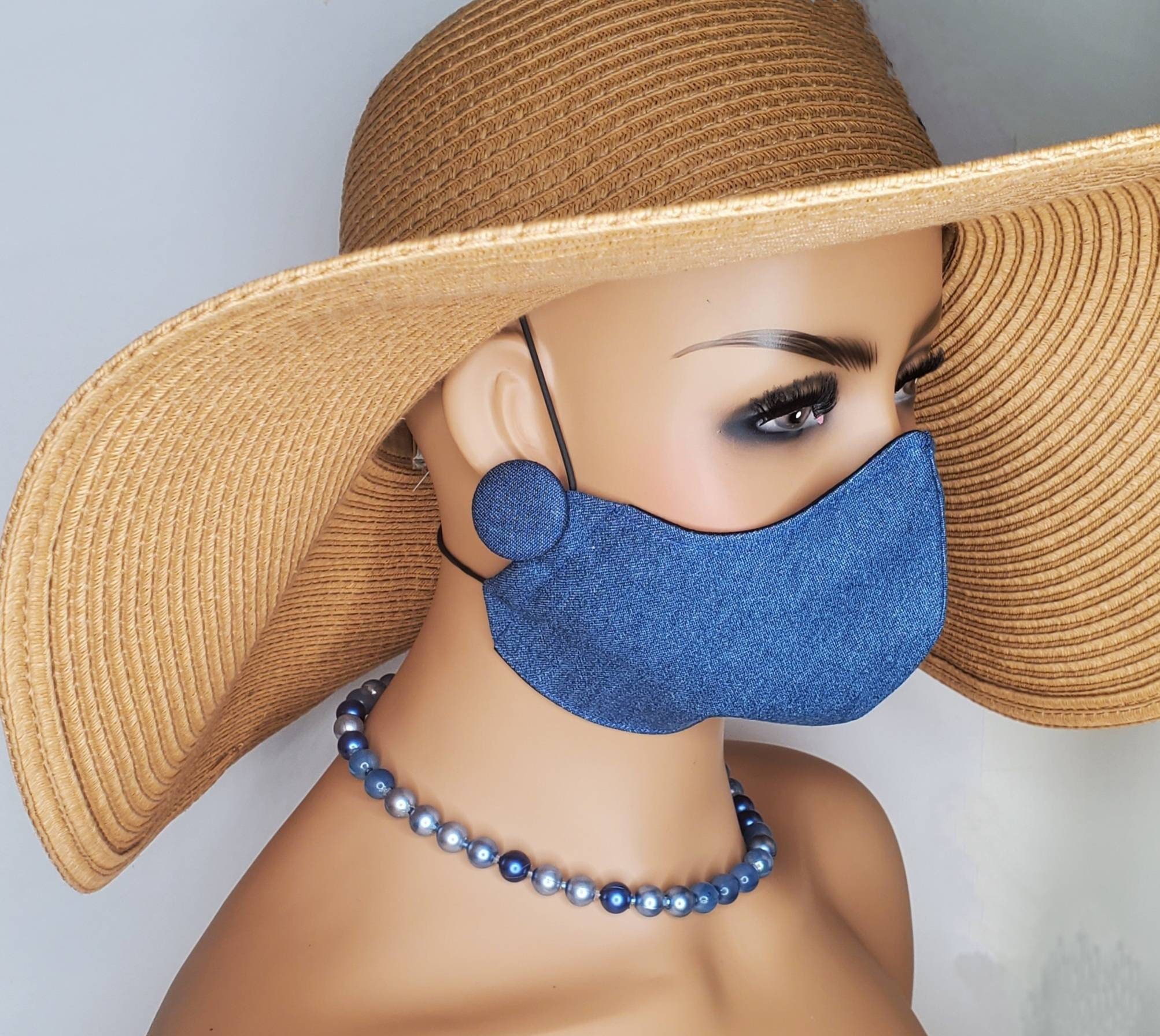 CUSTOM: Denim Blue Jean Face Mask 3D and Adjustable - Etsy