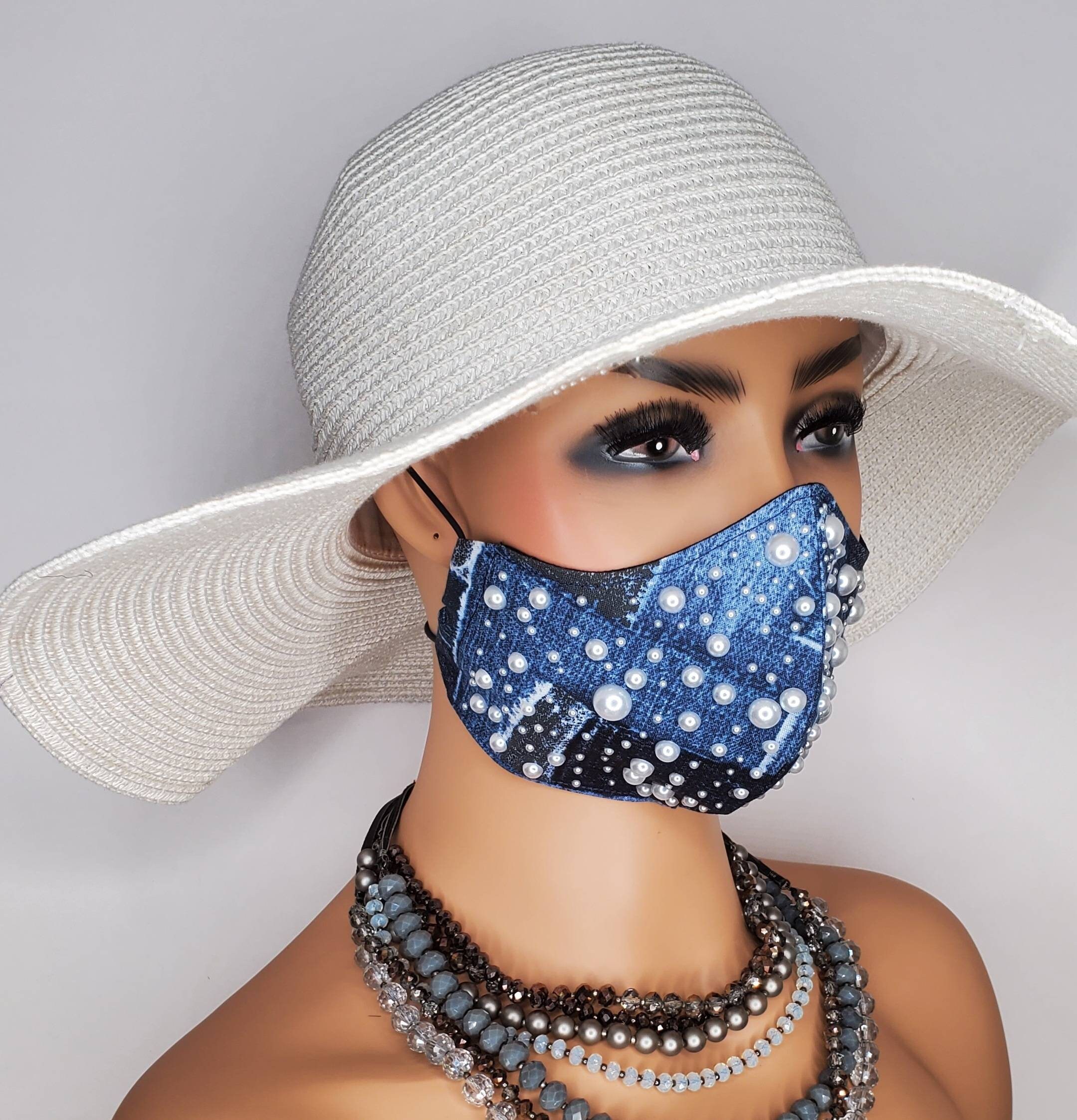 CUSTOM Cotton Denim Patchwork Bucket Hat With or Without Pearl ...