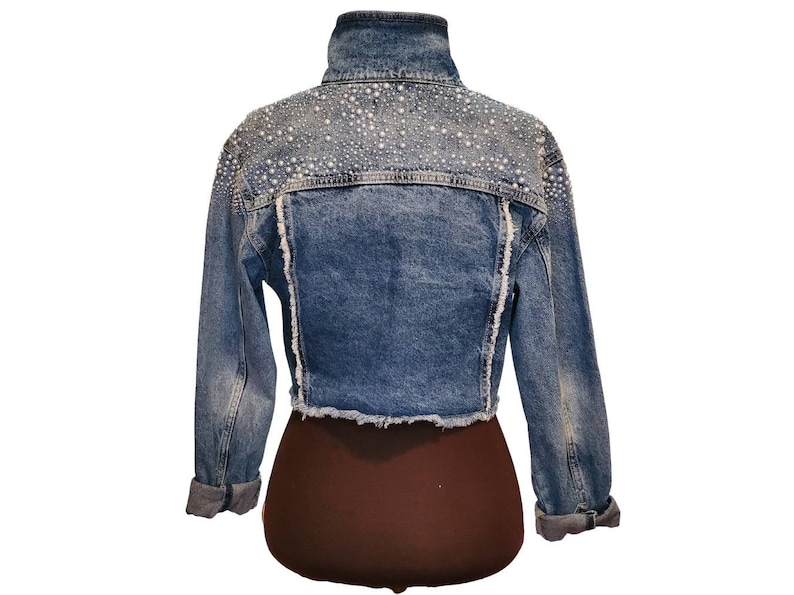 Pearl Embellished Denim Jacket - Etsy