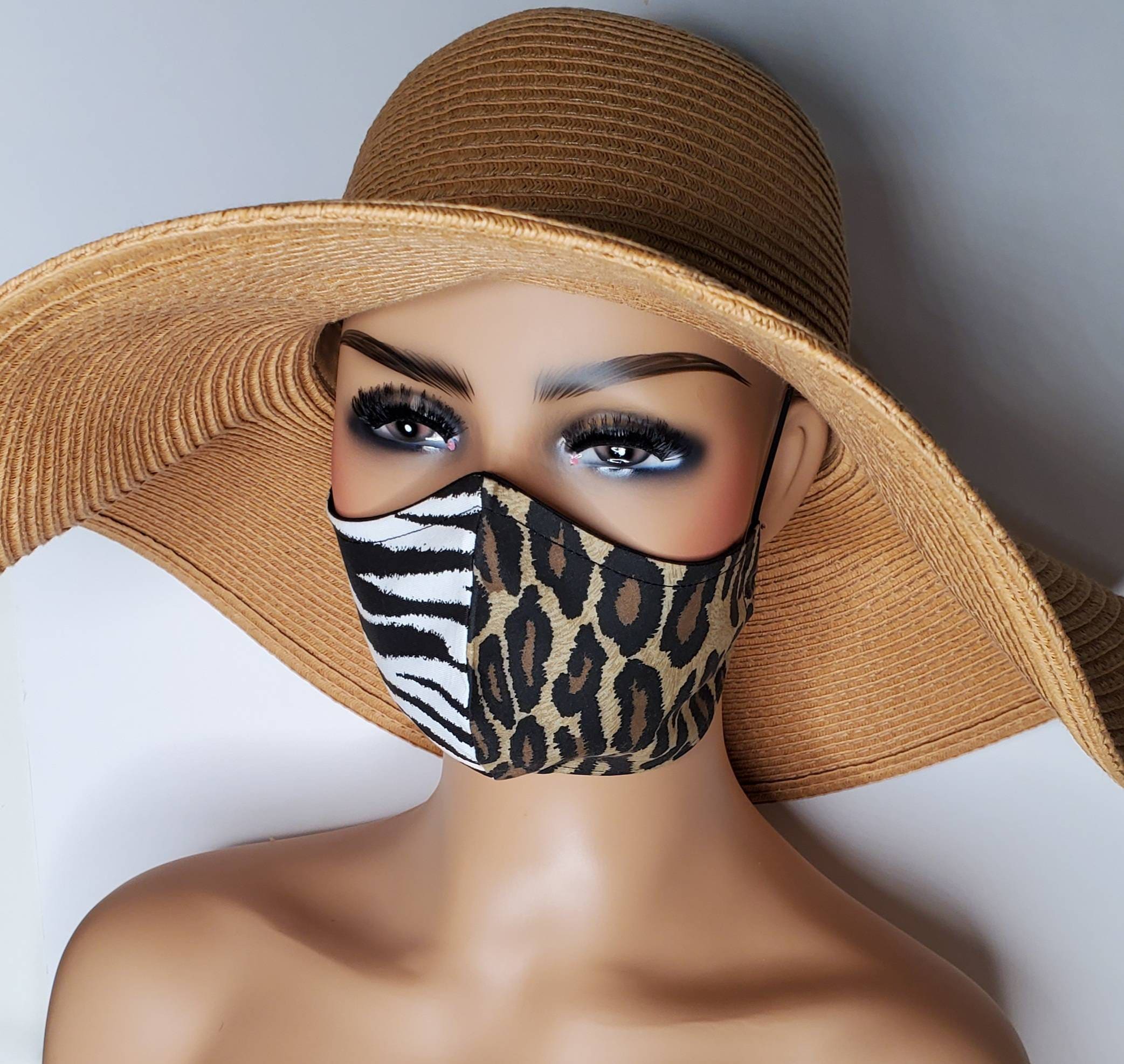 Adjustable Leopard Zebra Tiger Split Face Mask With Filter Pocket - Etsy