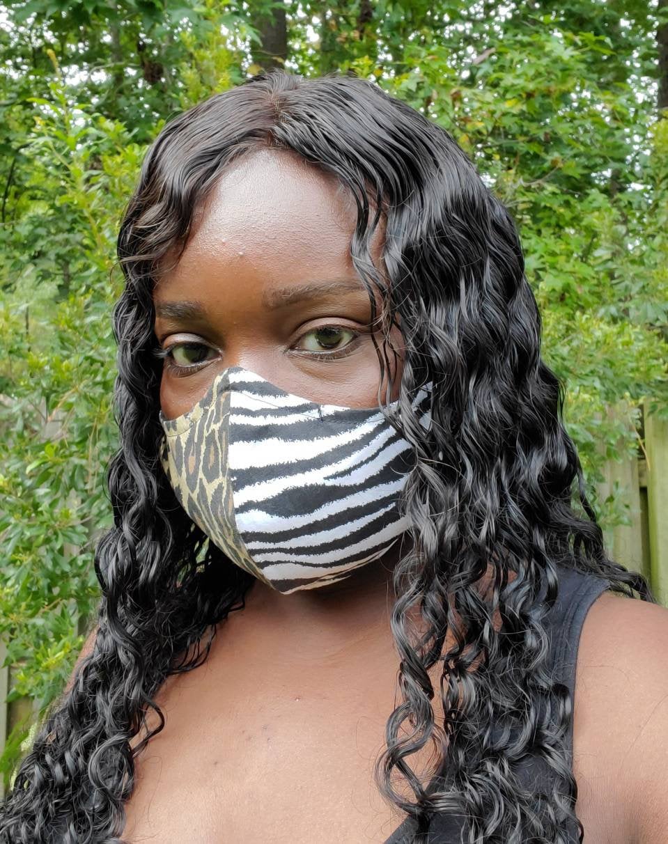 Adjustable Leopard Zebra Tiger Split Face Mask With Filter Pocket - Etsy