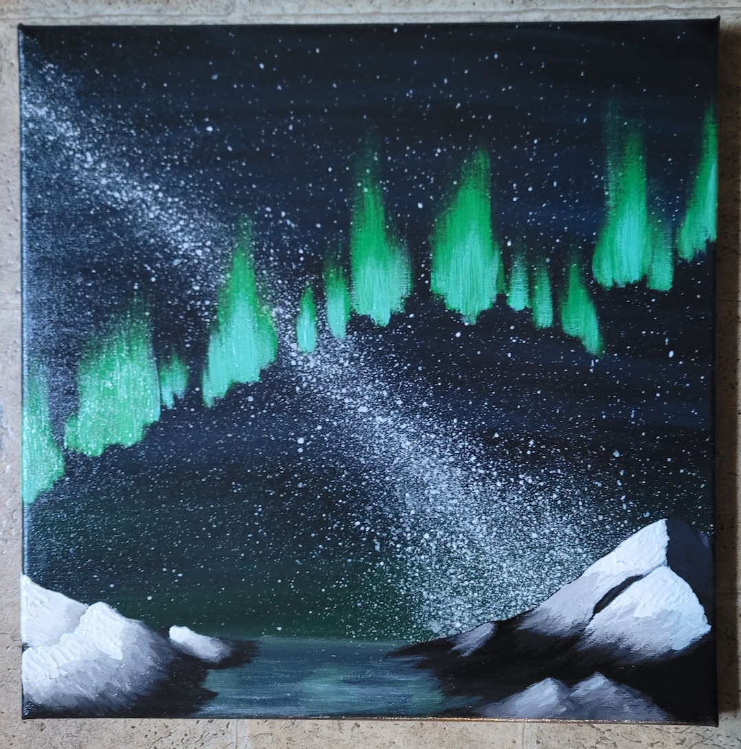 Northern Lights and Milky Way Painting - Etsy