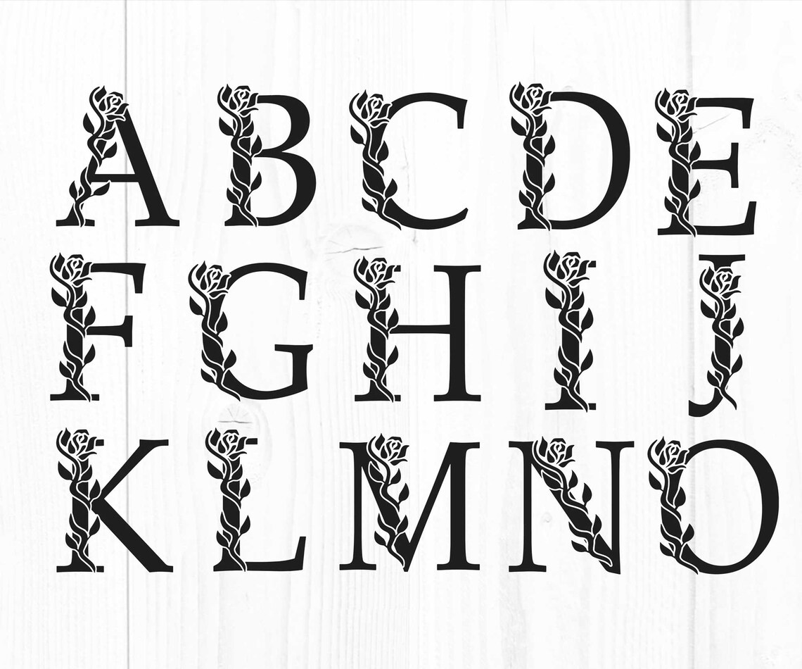 Vine Monogram Font Svg, Font Monogram Svg Bundle, Floral Font Svg ...