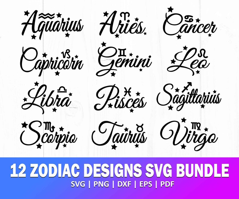 Zodiac Svg Bundle Horoscope Svg Astrology Signs Svg Zodiac - Etsy