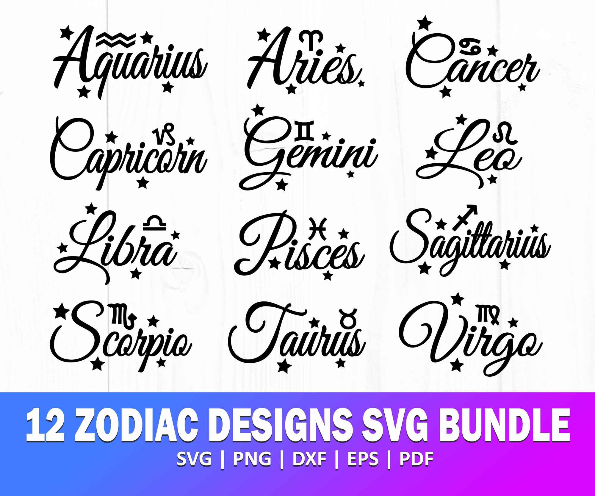 Zodiac Svg Bundle Horoscope Svg Astrology Signs Svg Zodiac - Etsy