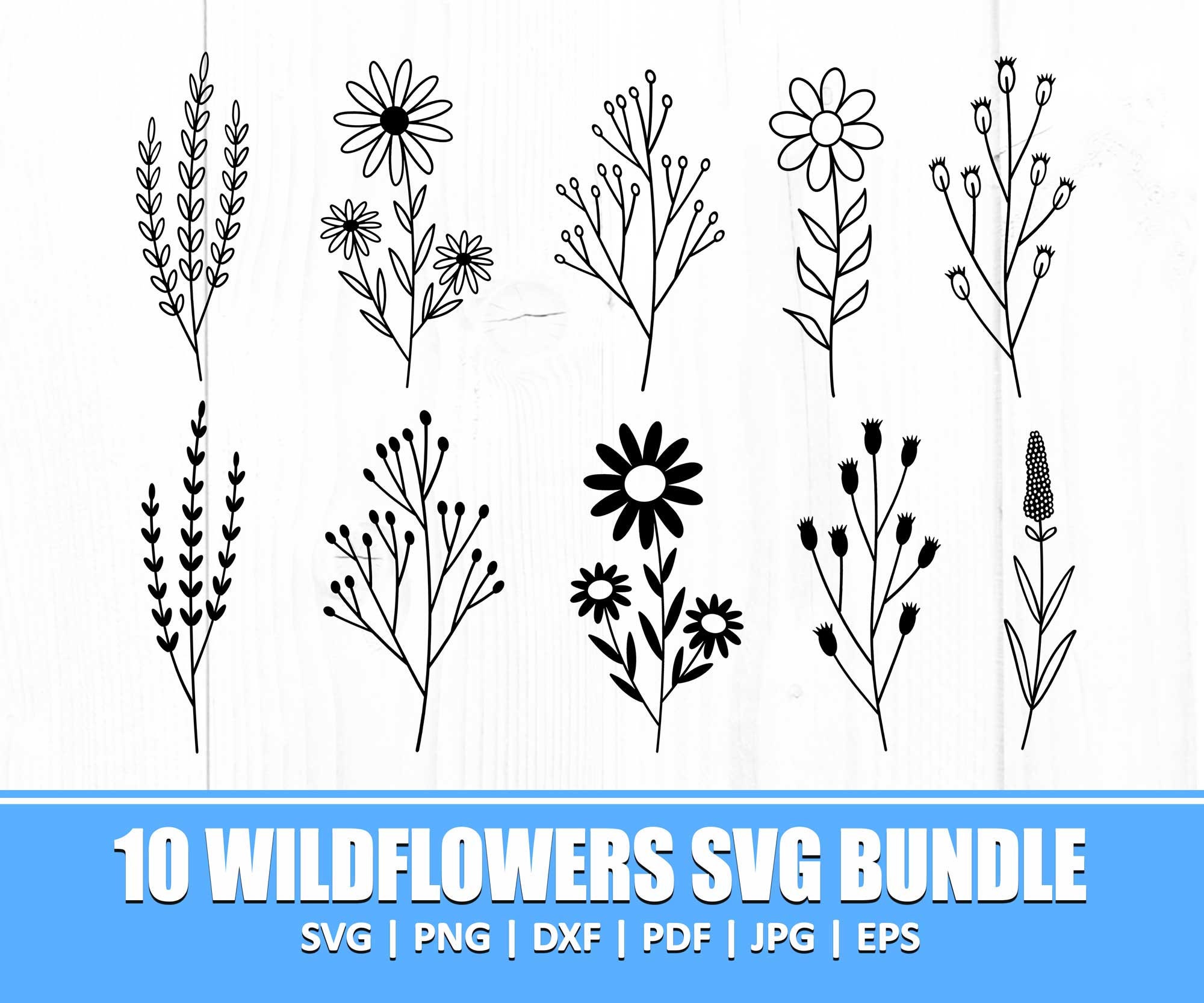 Wildflowers Svg Bundle Wildflower Svg Floral Svg Wild Etsy