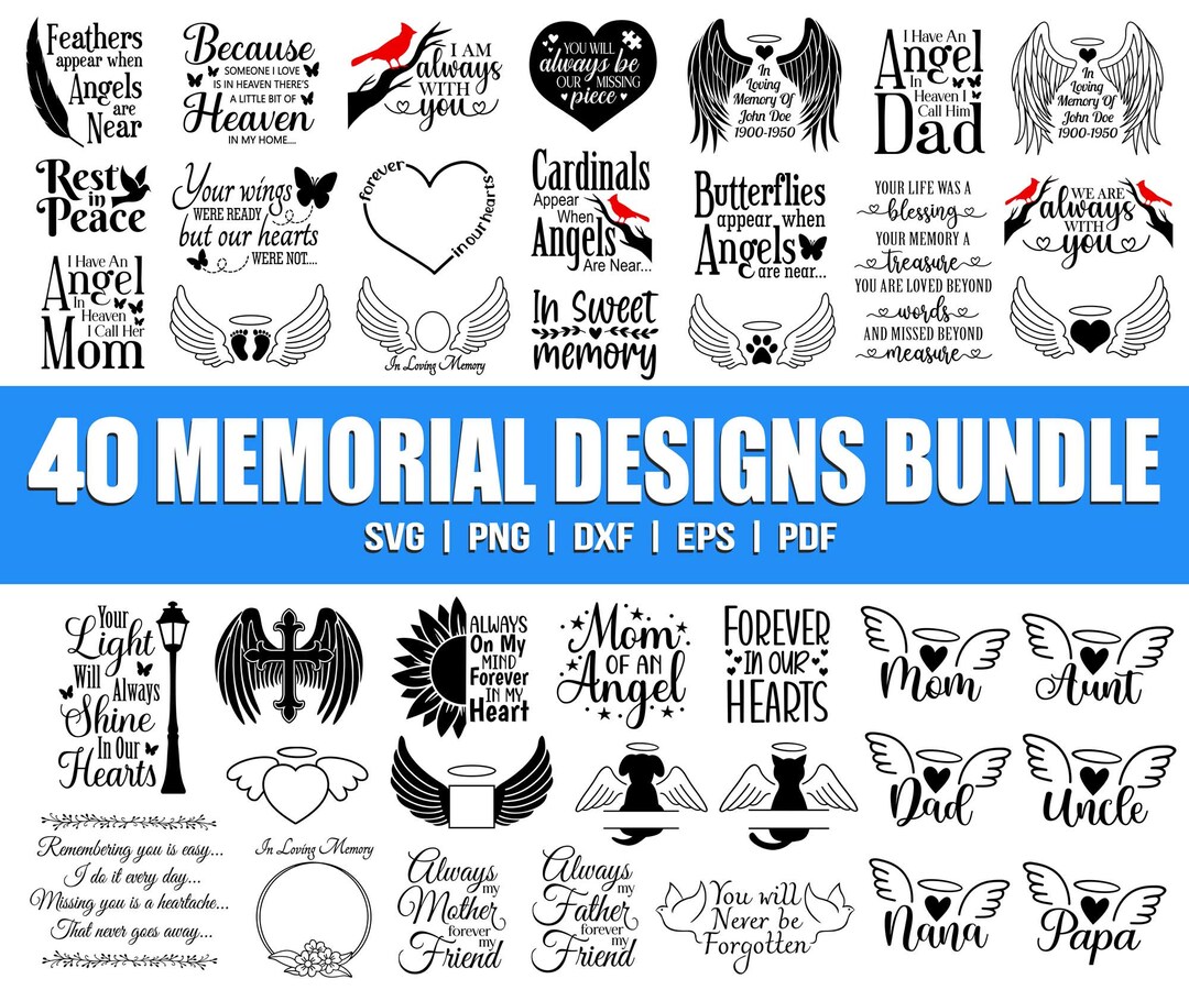 Memorial Svg Bundle, Bereavement Svg, Memorial Quotes Svg, Sympathy Svg ...