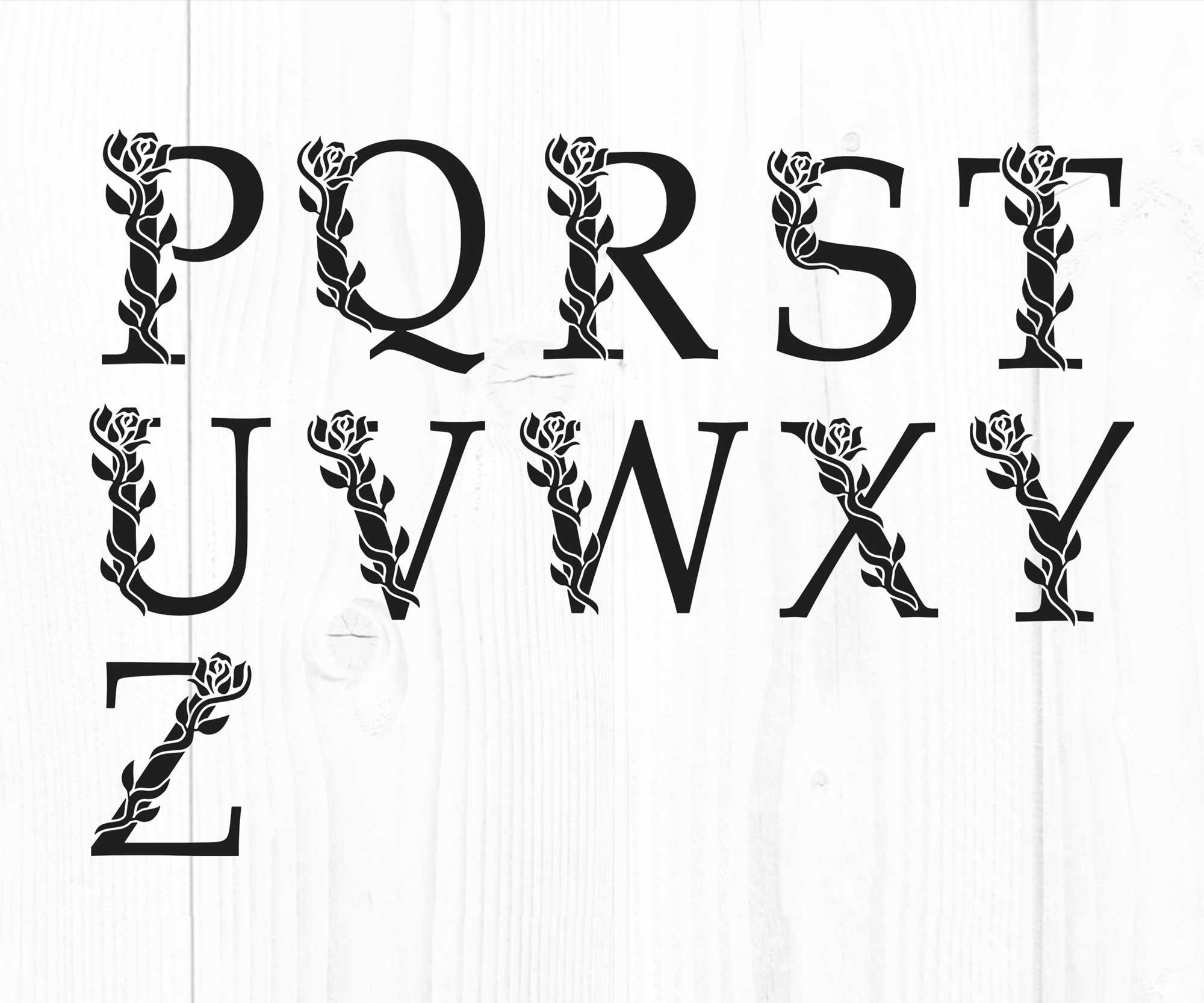 Vine Monogram Font Svg, Font Monogram Svg Bundle, Floral Font Svg ...