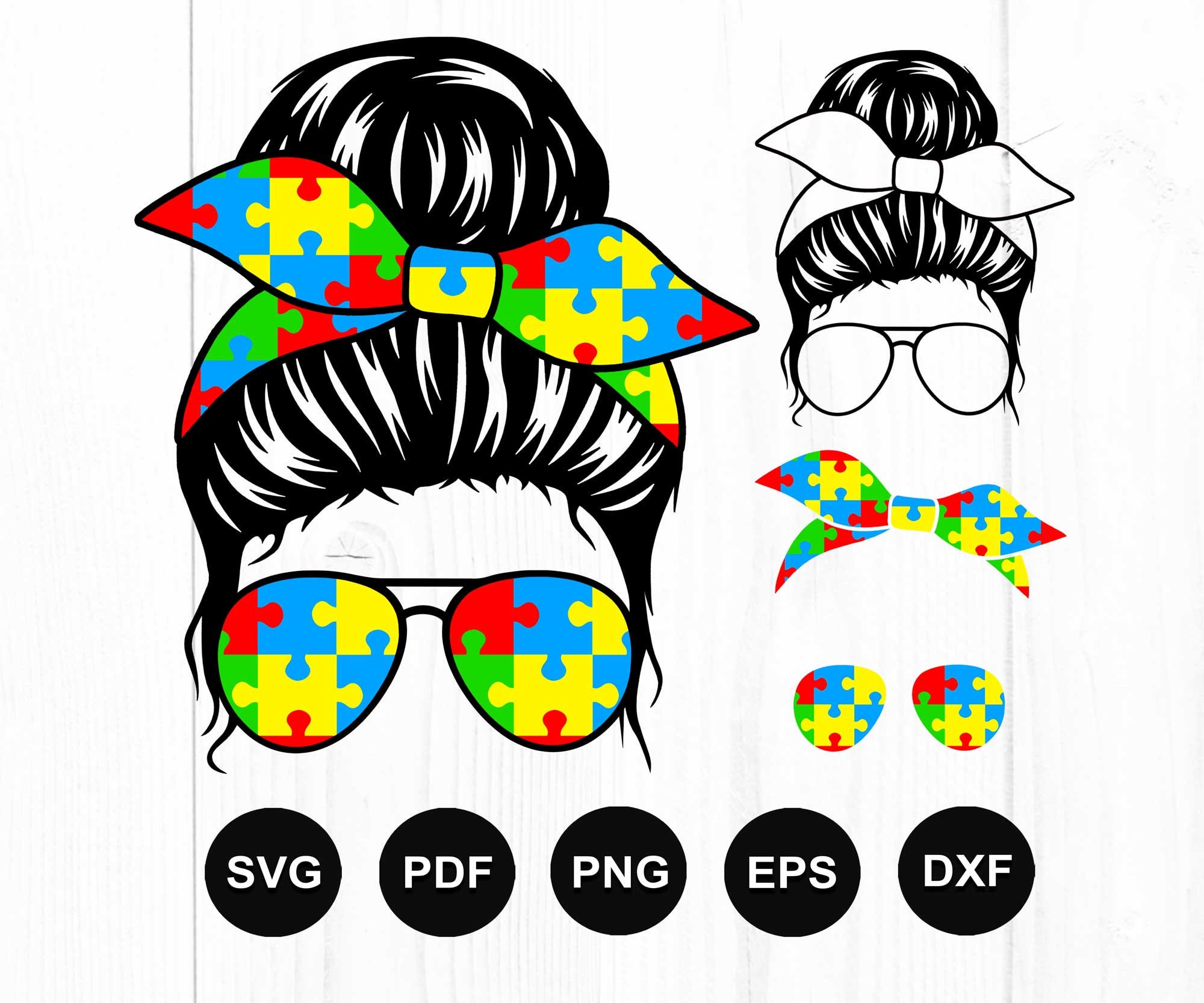Autism Svg, Mom Life Svg, Family Svg, Autism Awareness Svg, Messy Bun ...
