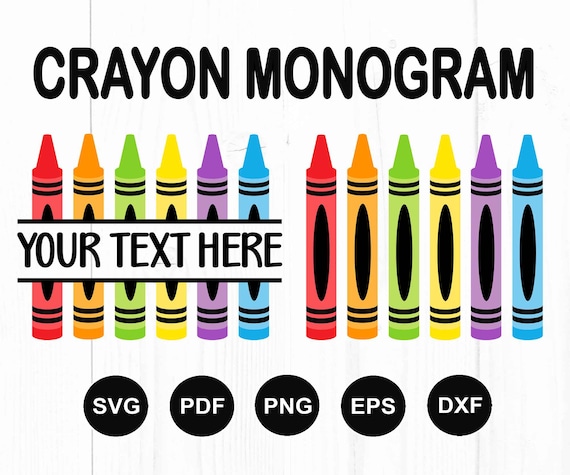 Crayon Svg Crayon Monogram Svg Split Monogram Svg Teacher - Etsy