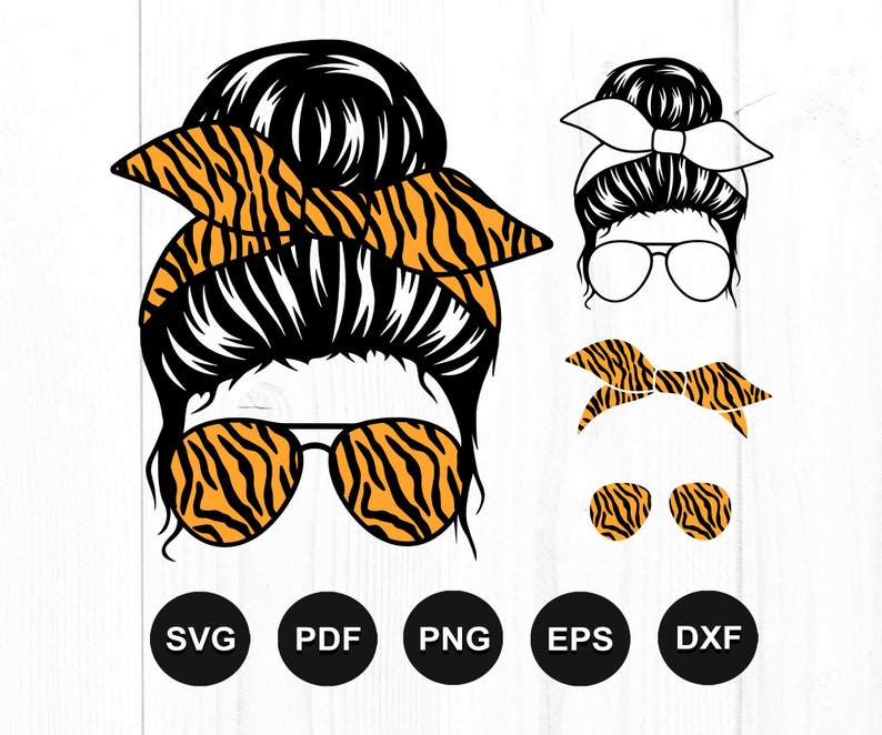 Mom Life Svg Messy Bun Svg Moms Life Tiger Pattern Svg - Etsy