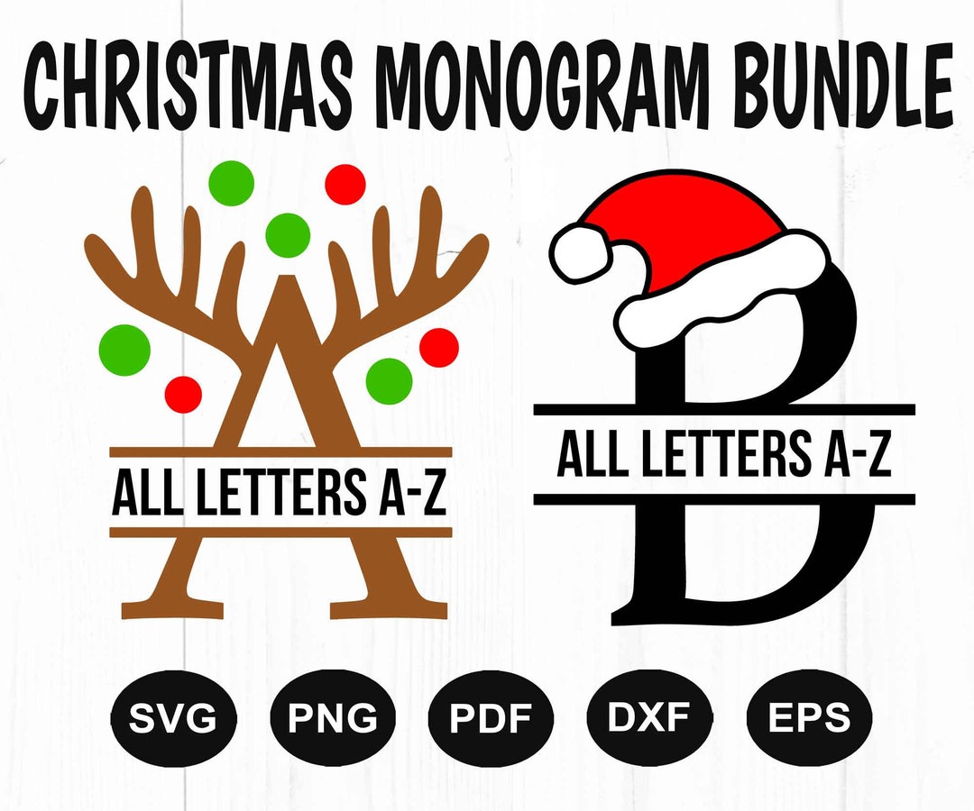 Christmas Svg Bundle, Christmas Font Svg, Christmas Monogram Letters ...