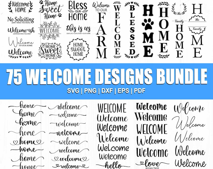 Welcome Sign SVG Bundle: Porch Design Farmhouse Decor Cut File, Cricut ...