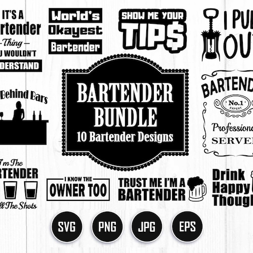 Bartender SVG Bundle Bar SVG Server SVG Bartender Cut File - Etsy