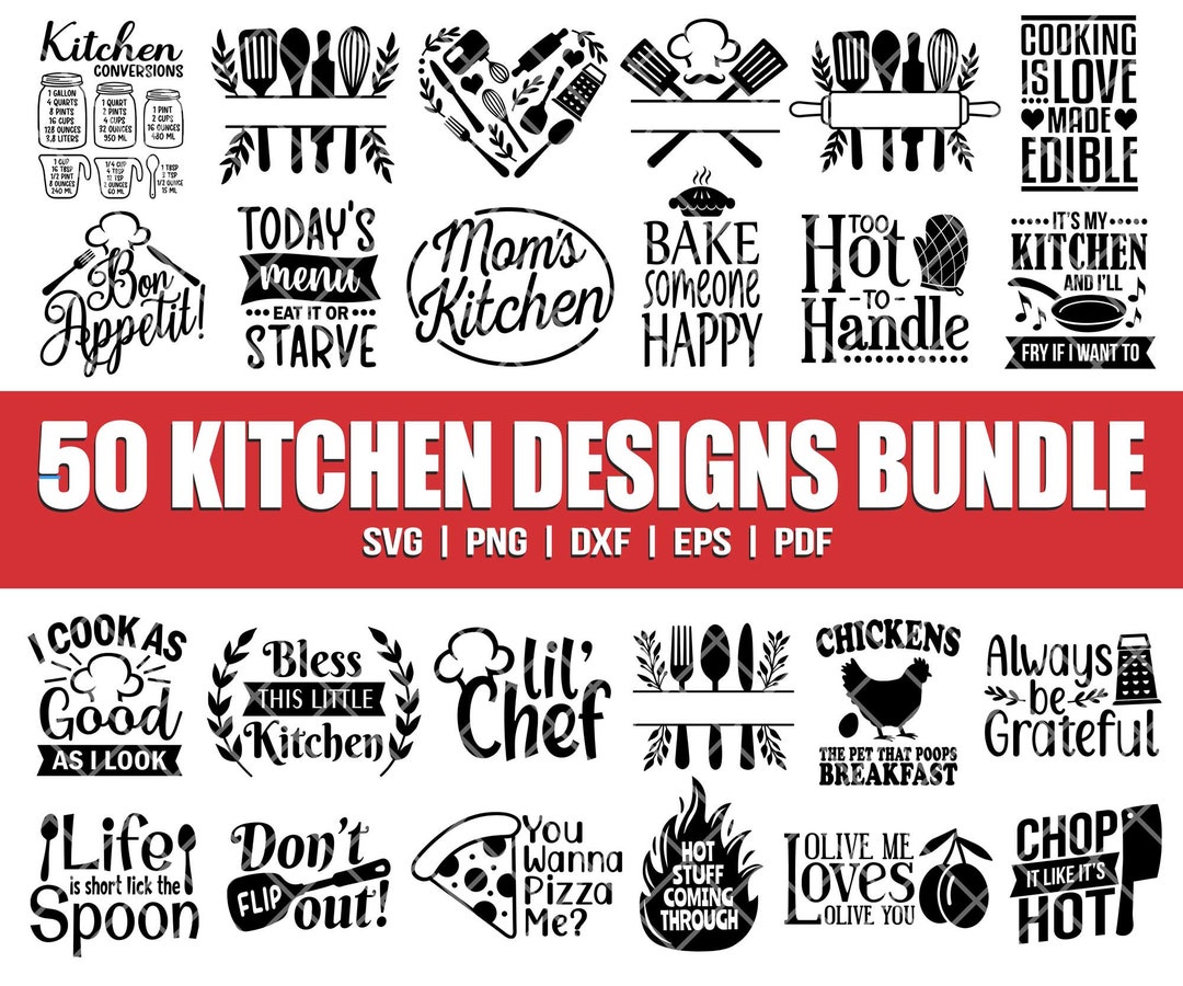 Kitchen Svg Bundle, Kitchen Monogram, Baking Svg, Cooking Svg ...