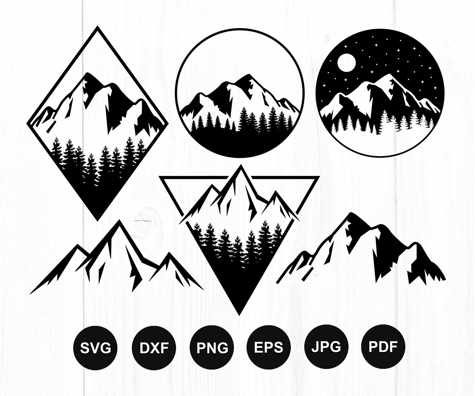 Mountain Svg Bundle Geometric Mountain Svg Landscape Svg | Etsy