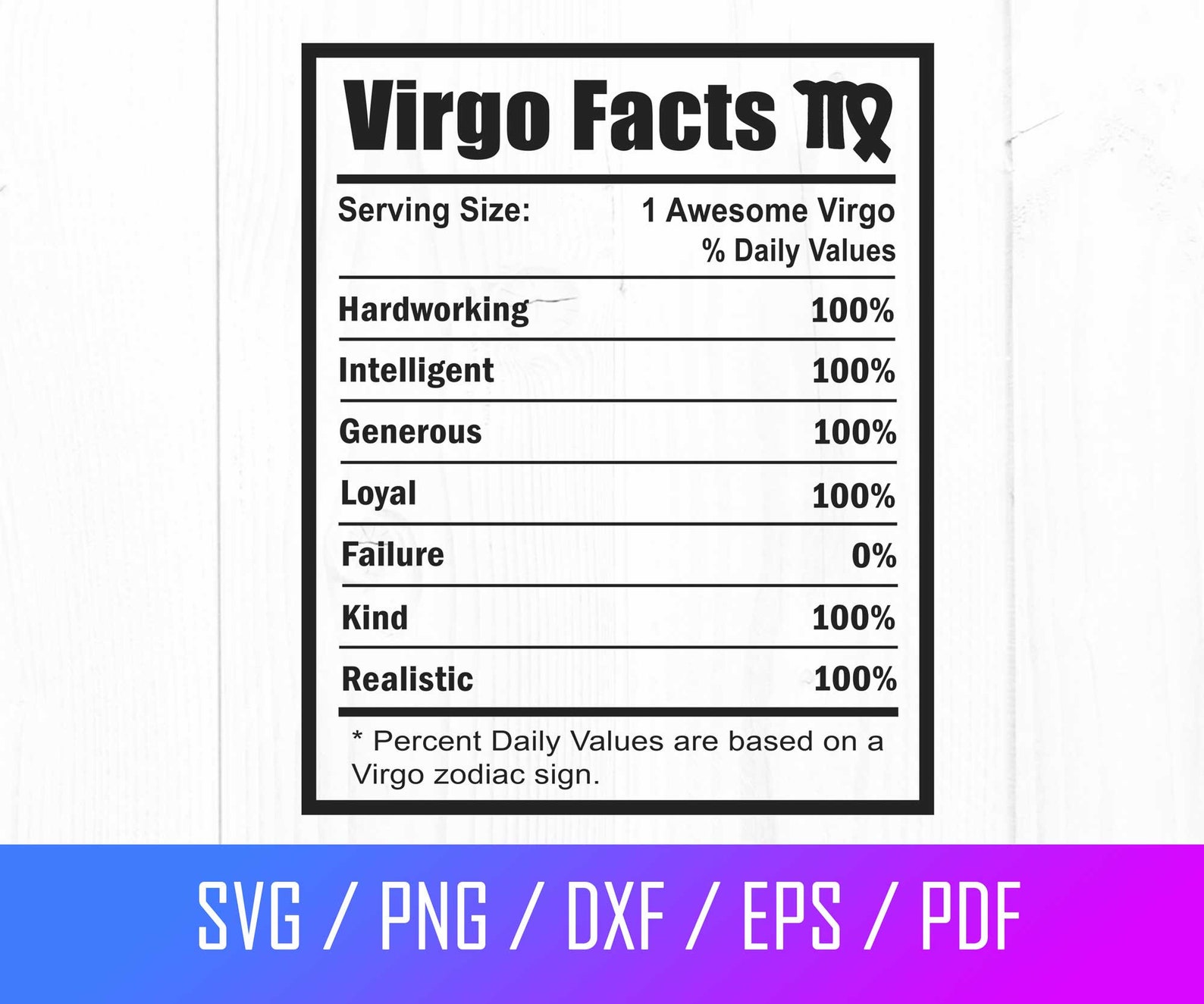 Virgo Svg Virgo Nutrition Facts Svg Virgo Astrology Sign Etsy