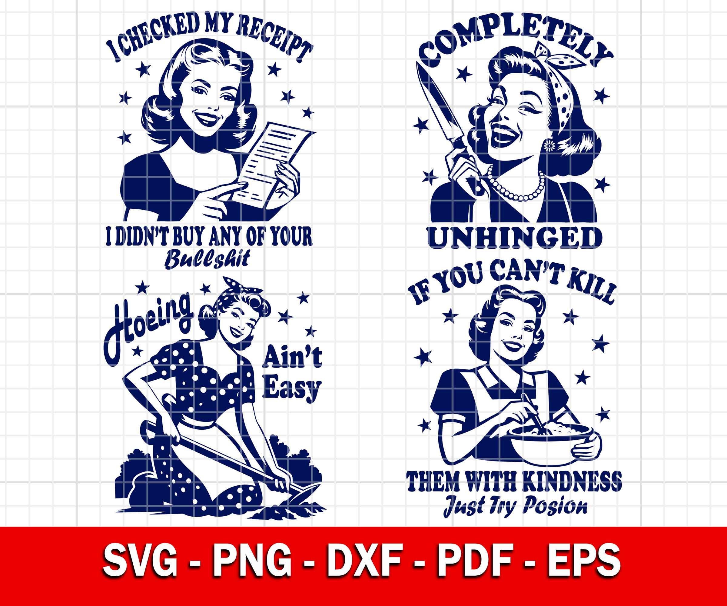 Completely Unhinged Svg Png, Funny Svg Bundle, Trendy Vintage Retro ...