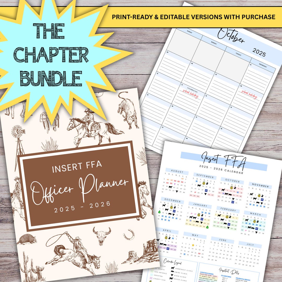 2025-2026 Ag Chapter Bundle - Printable & Editable 150 Page Planner ...