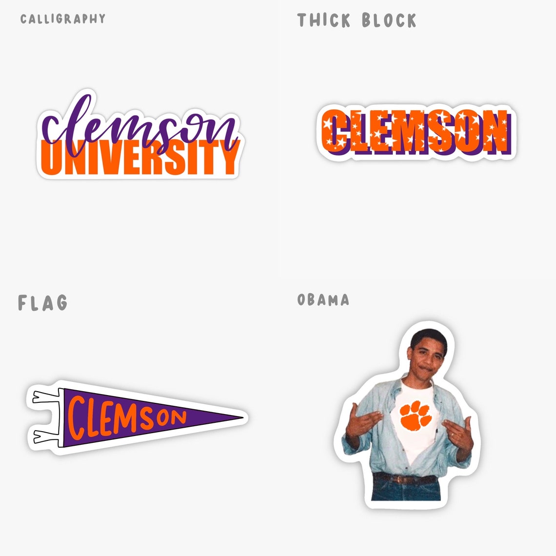Clemson University Sticker Pack | Etsy
