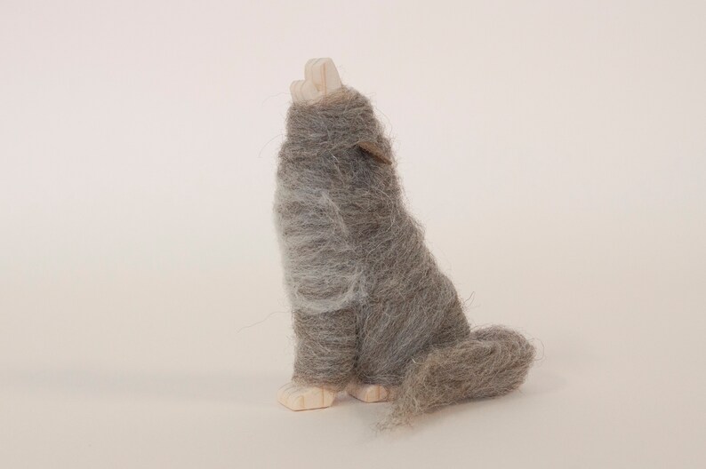 Howling Sitting Wolf, Wood With Merino Fleece and Leather Ears - Etsy