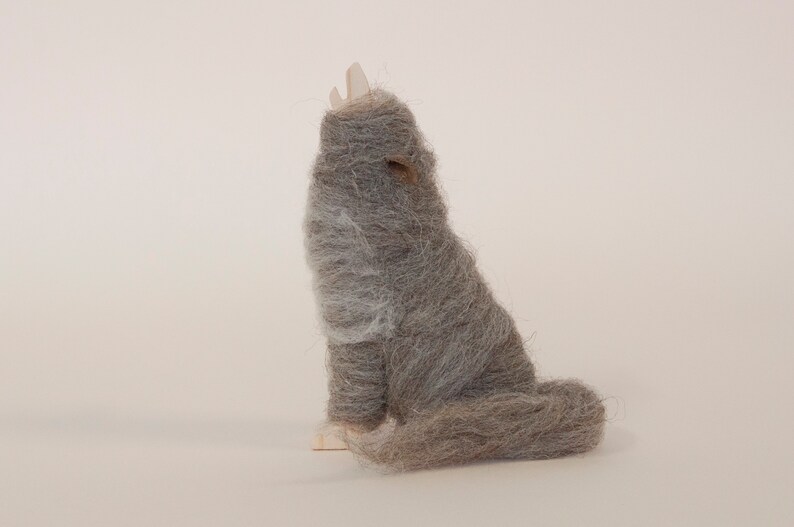 Howling Sitting Wolf, Wood With Merino Fleece and Leather Ears - Etsy