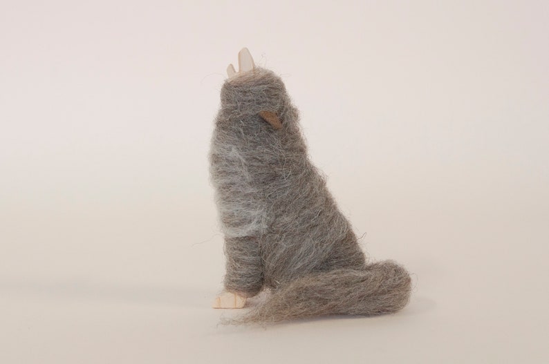 Howling Sitting Wolf, Wood With Merino Fleece and Leather Ears - Etsy