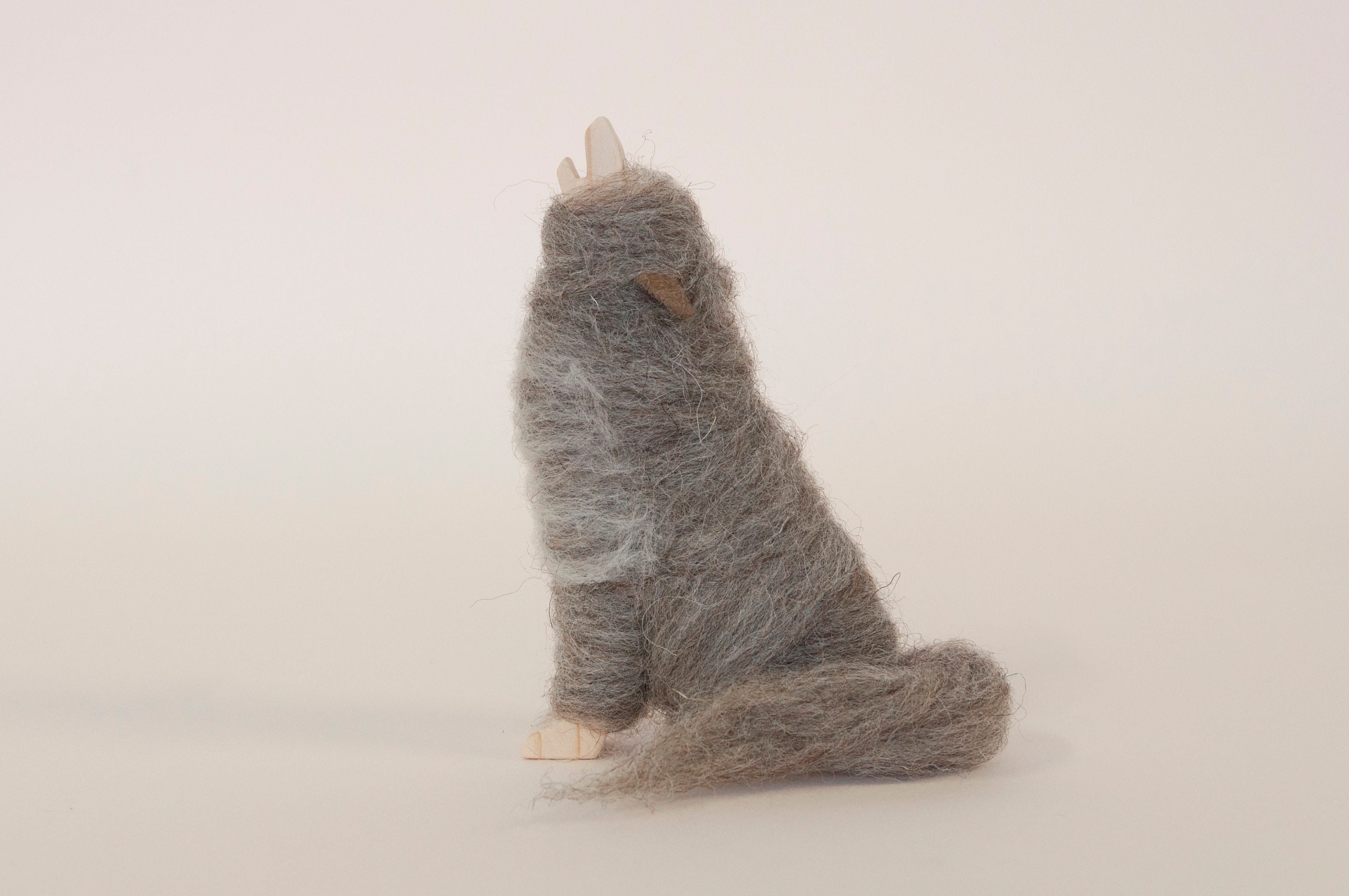 Howling Sitting Wolf, Wood With Merino Fleece and Leather Ears - Etsy