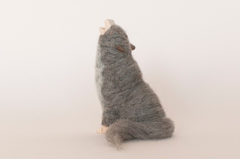 Howling Sitting Wolf, Wood With Merino Fleece and Leather Ears - Etsy