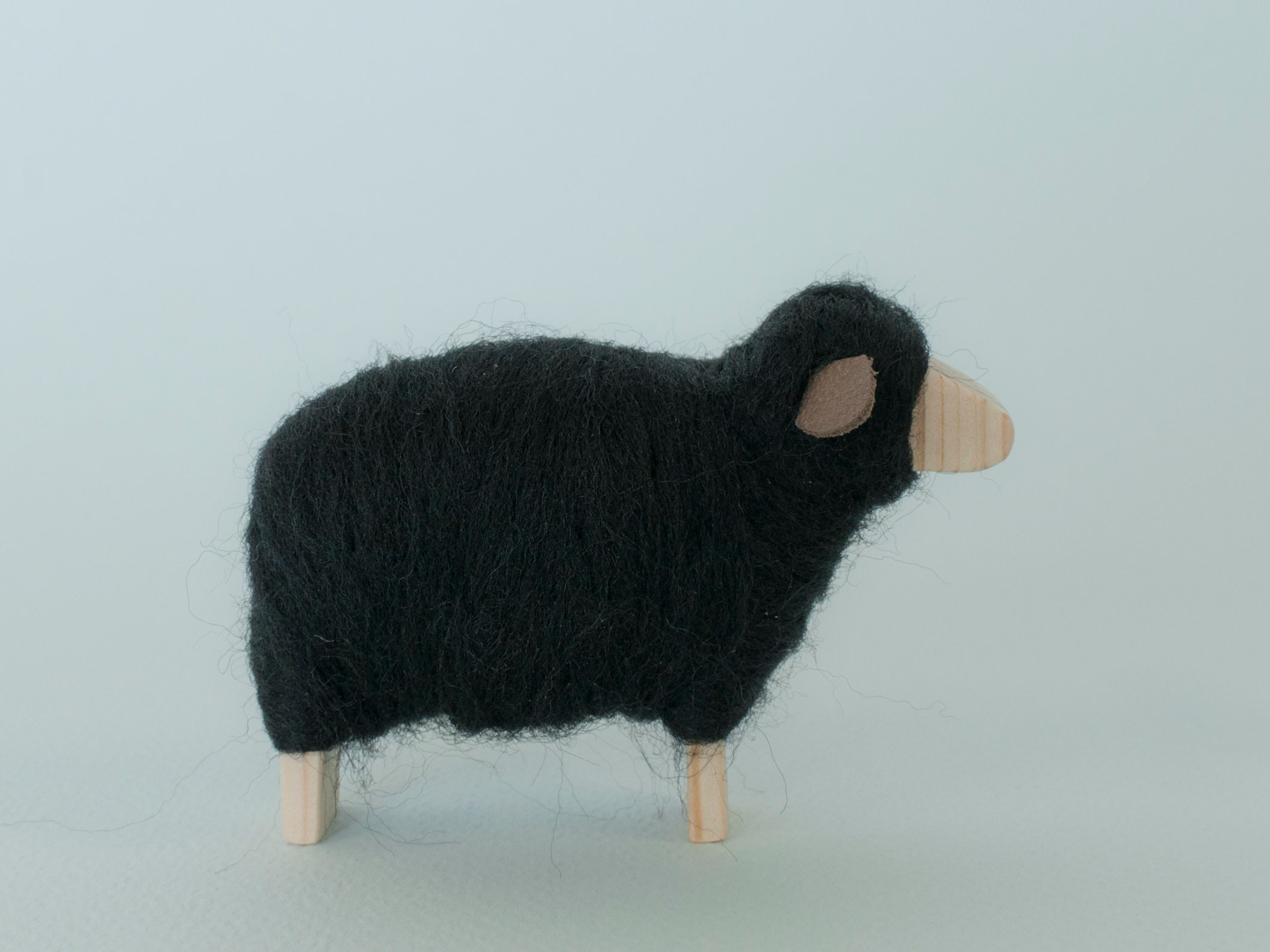 Wooden Sheep With Soft Merino Wool Fleece and Leather Ears. - Etsy
