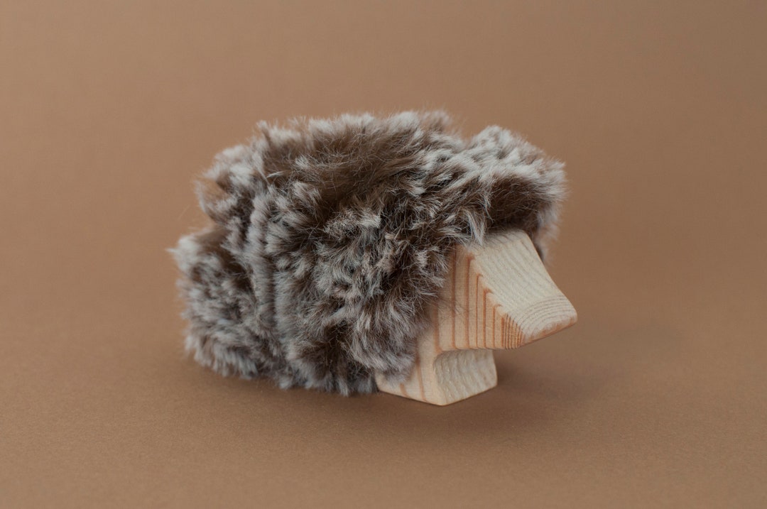Hedgehog Figurine, Wood and Fluffy Finish - Etsy