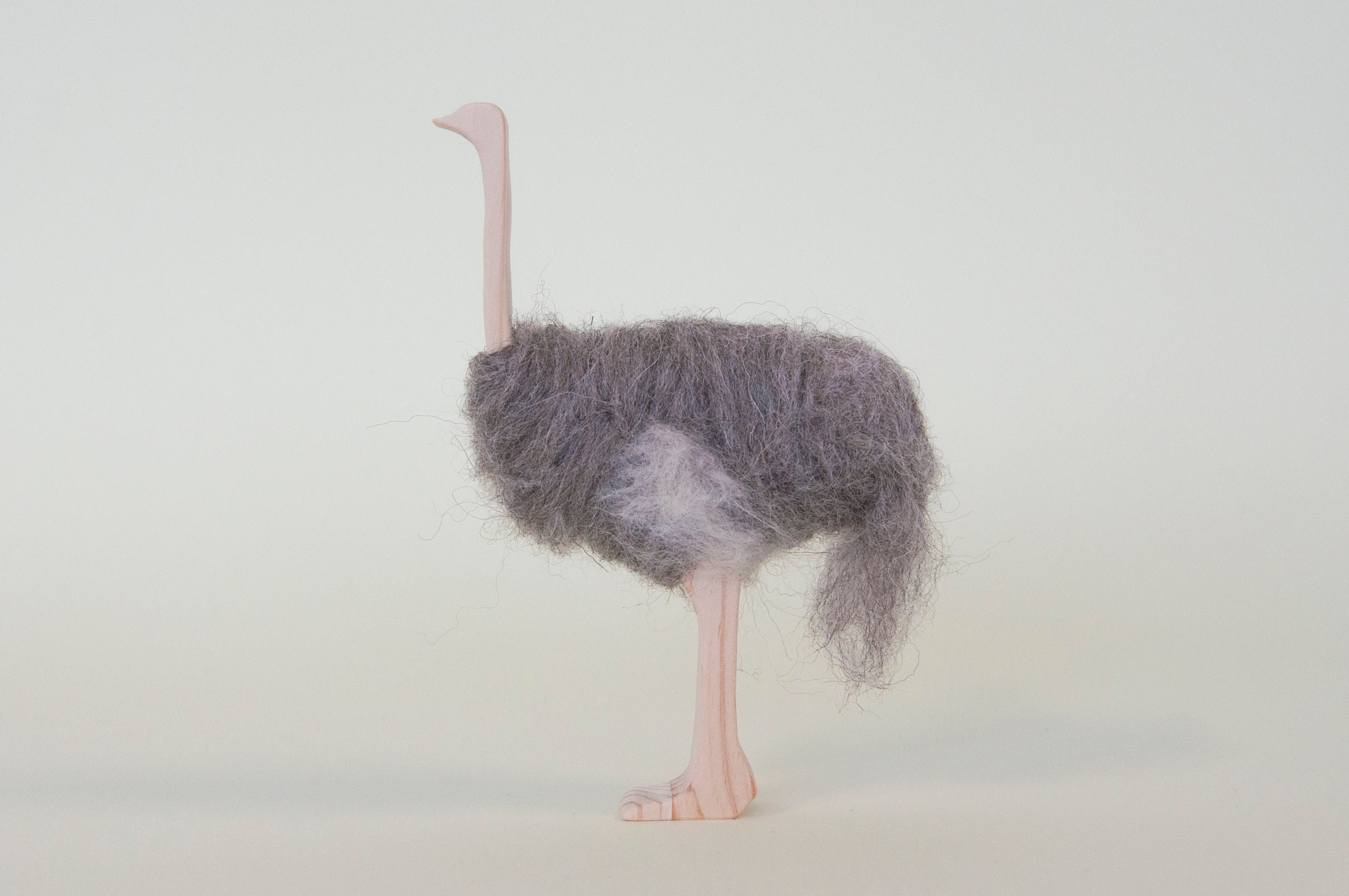 Ostrich Figurine, Upright, Wood With Merino Fleece, Spirit Animal - Etsy