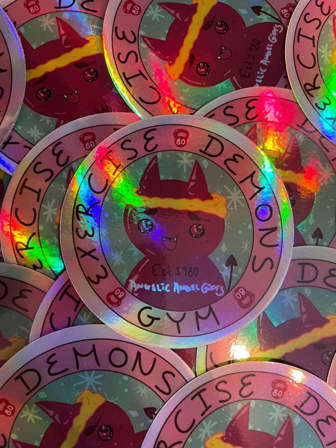 Holographic Demon Sticker | Goal Reminder Planner | Vinyl Waterproof ...