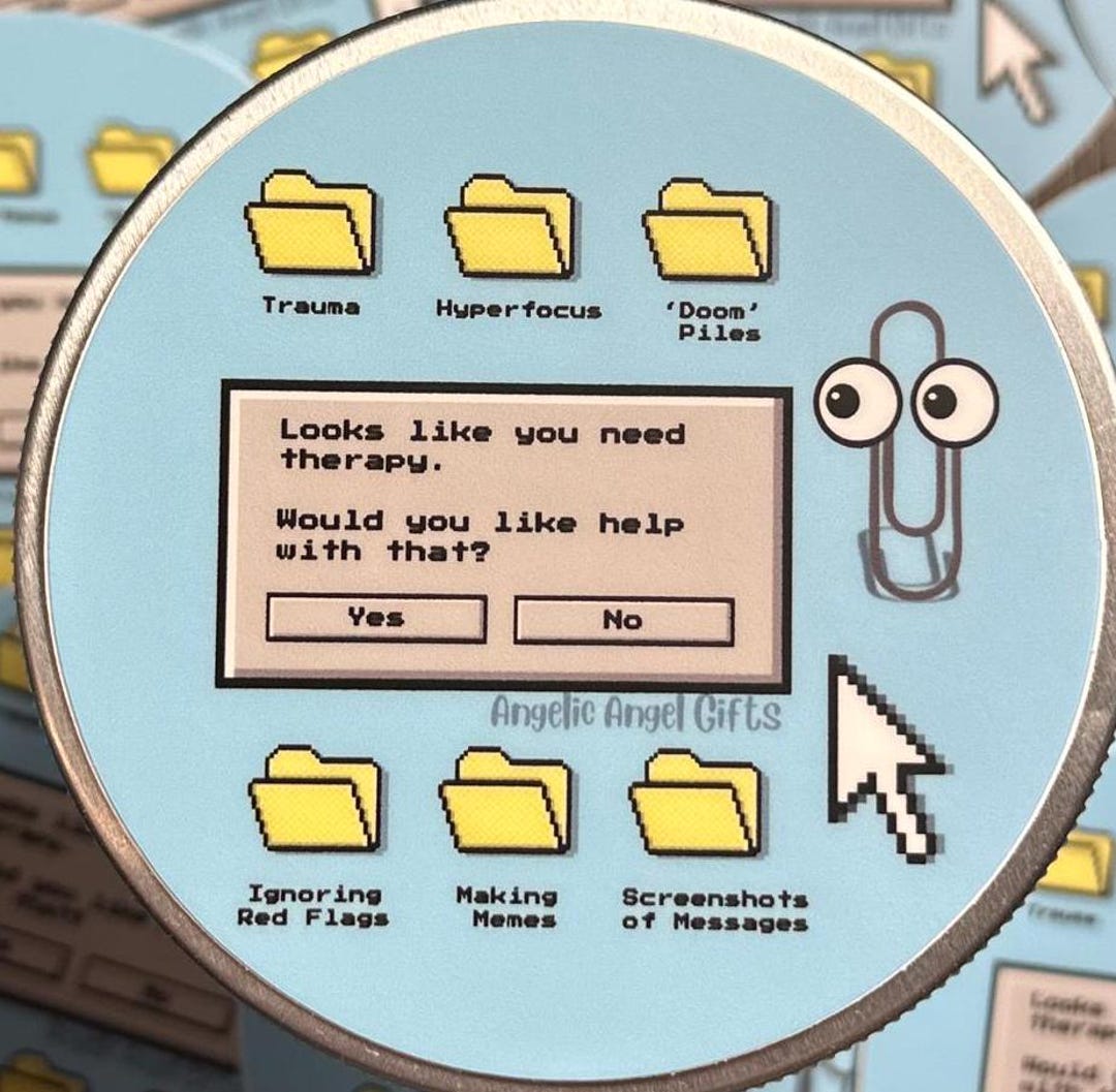 Circle Clippy Advice Microsoft Word Humor Sticker | Waterbottle Friend ...