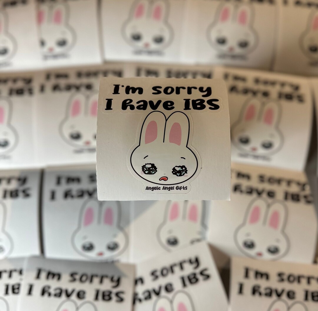 I'm Sorry I Have IBS | Clear Sad Bunny Sticker | Funny Cute Tummy Hurts ...