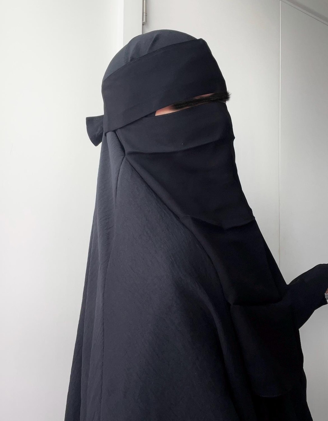 Saudi Style Black Long Flap Niqab With Flower Beading - Etsy UK