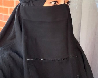 Bedoon Essm, Saudi Niqab, Short Niqab With Gold Charm, Islamic Veil, No ...