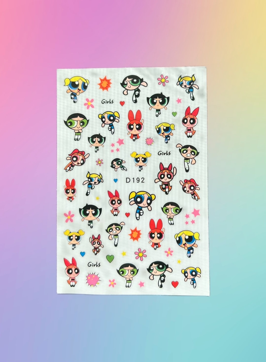 Girl Cartoon Nail Stickers, Nail Decals, Press on Nails - Etsy