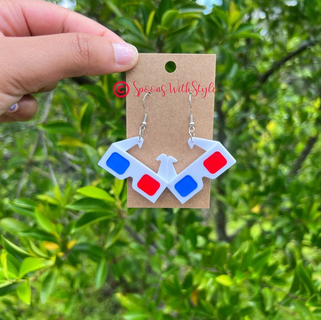 3D Glasses Earrings, Movie Glasses, Acrylic Earrings, Statement ...
