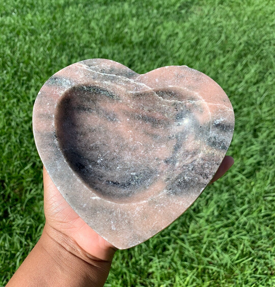 Sunstone Heart Bowls, Carved Sunstone, Carved Crystal, Sunstone Ashtray ...