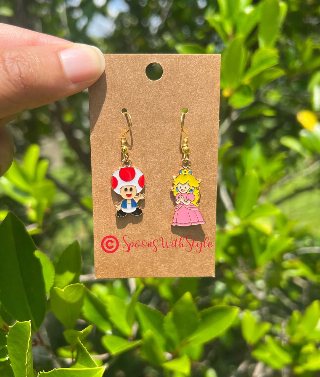 Toad and Princess Peach Earrings, Nintendo, Smash Bros, Enamel Earrings ...