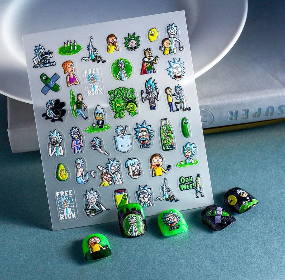 3D Cartoon Nail Stickers, Nail Decals, Science Nails - Etsy