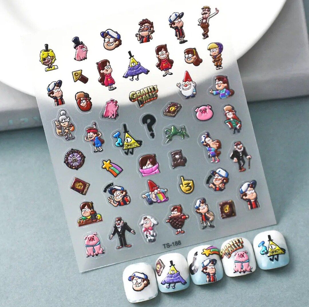 3D Cartoon Nail Stickers, Nail Decals, Spring Gravity Nails, Cute Nail ...
