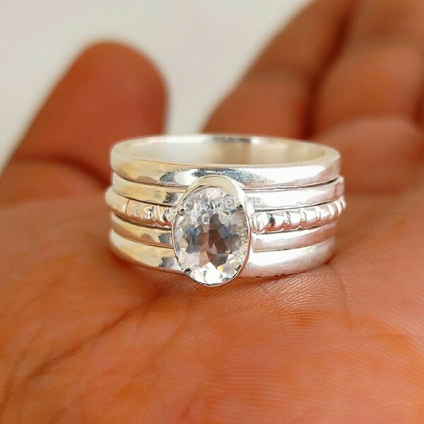 Sterling Silver Crystal Rings - Etsy