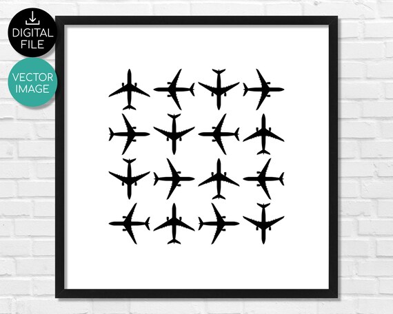 Boeing 787 Silhouette Pattern Wall Art Printable Digital | Etsy