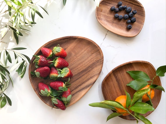 Acacia Wooden Plate Set 3 Pieces Dinner Set Dinnerware - Etsy
