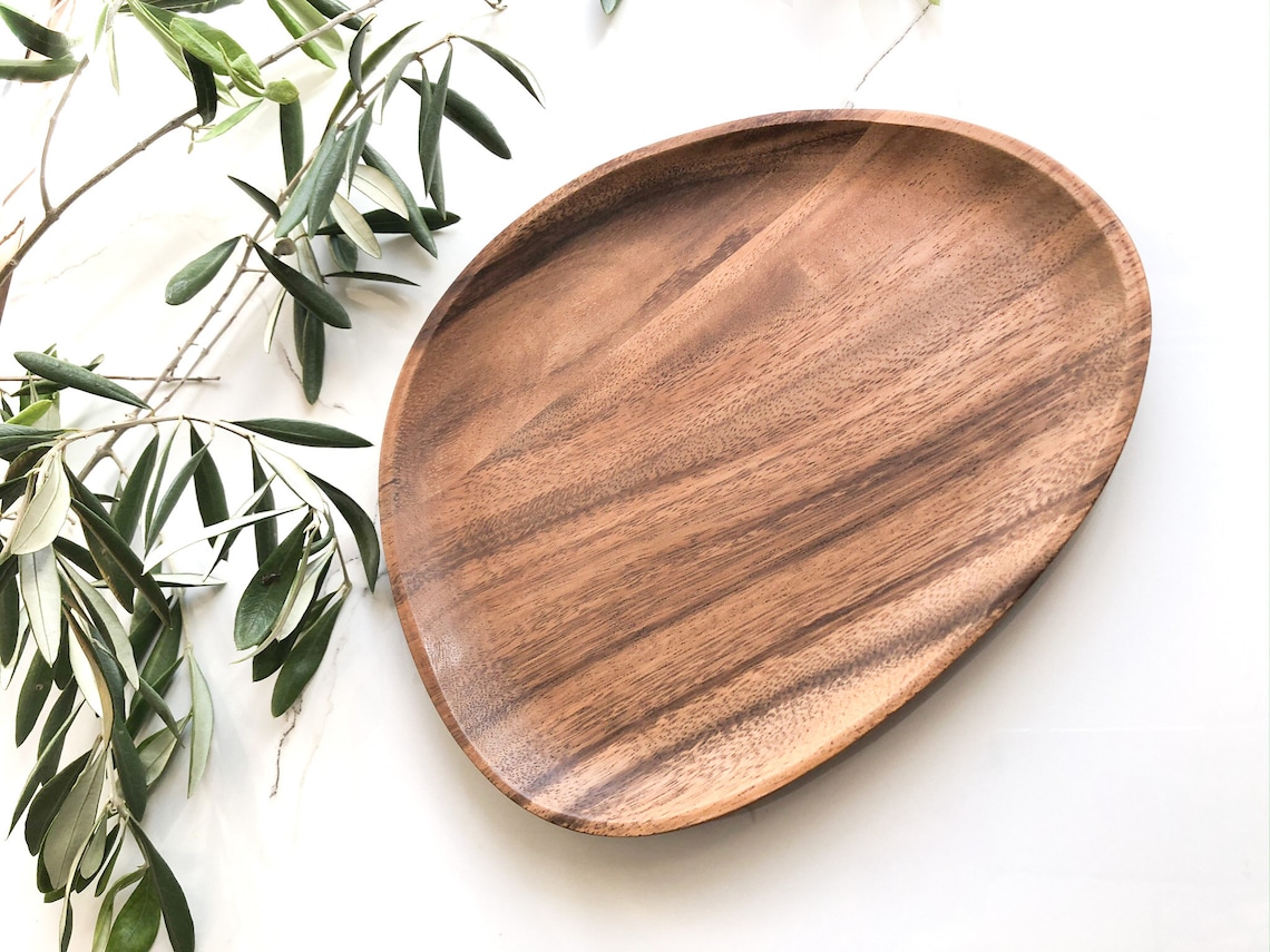Acacia Wooden Plate Set (3 Pieces) | Dinner Set | Dinnerware Set ...