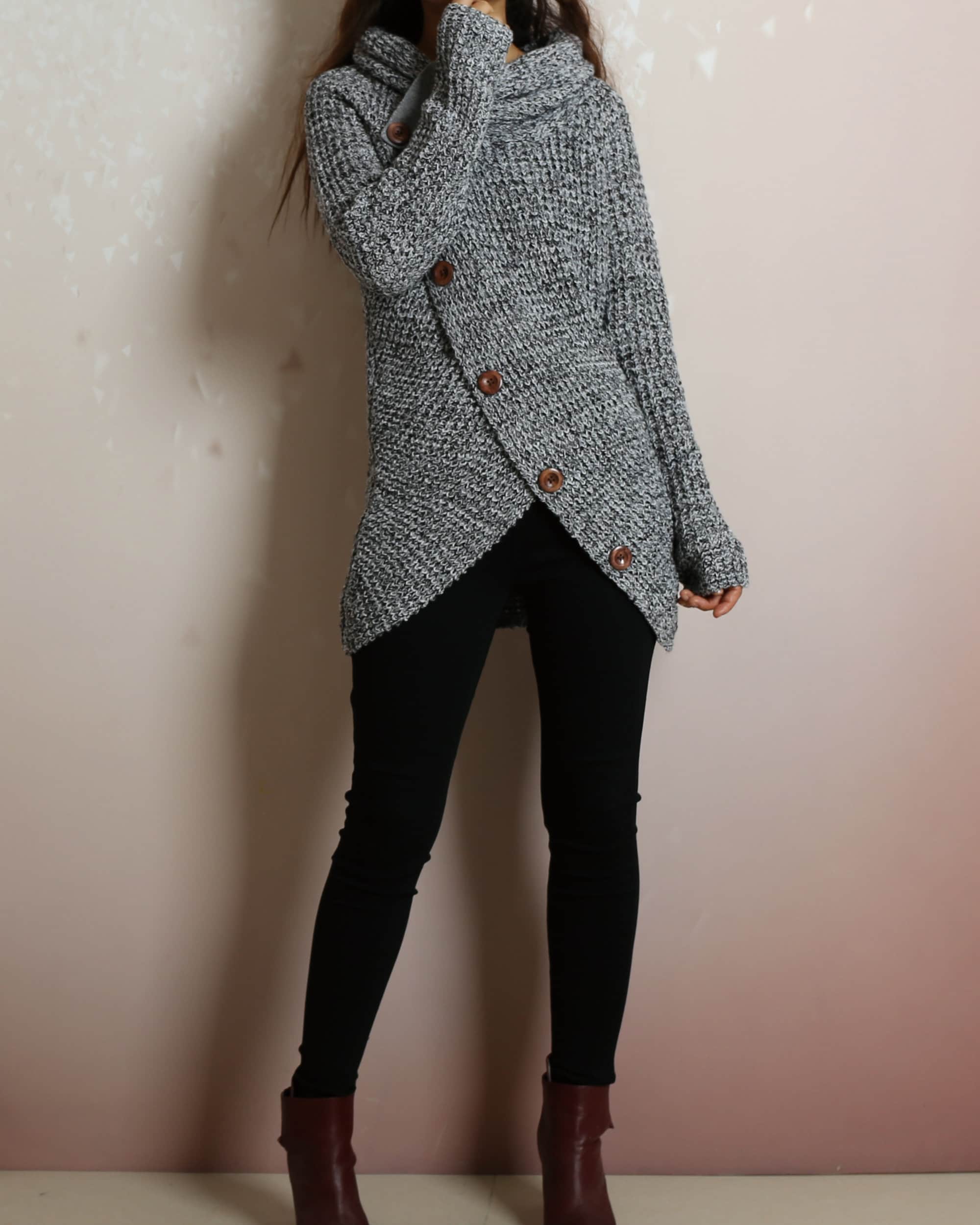 Pullover sweaters women asymmetrical sweater thick knit | Etsy